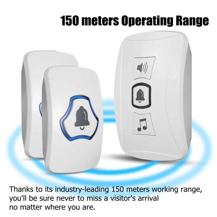 Wireless Door Bell WiFi Long Range Doorbell Waterproof Transmitter - 1 ...