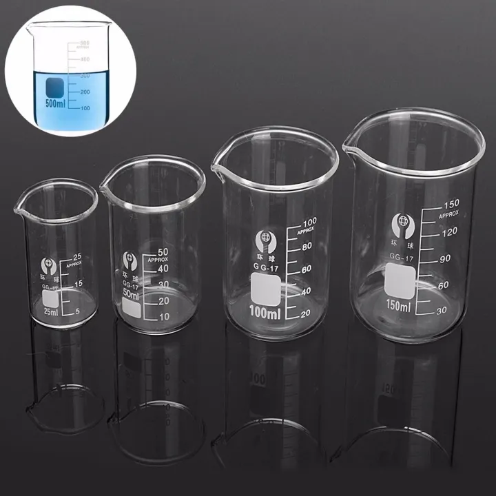181380318940 Glass Beaker Set 5 10 25 50 100 150 250 400 ml Heat Proof ...