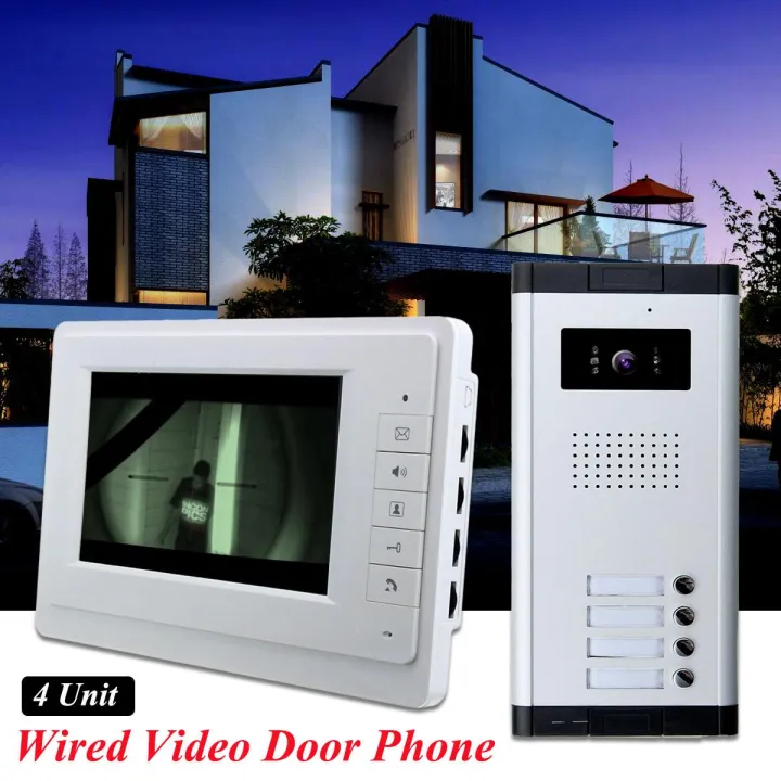 Apartment 4 New New Units 7'' Video Door Phone System Intercom Doorbell ...