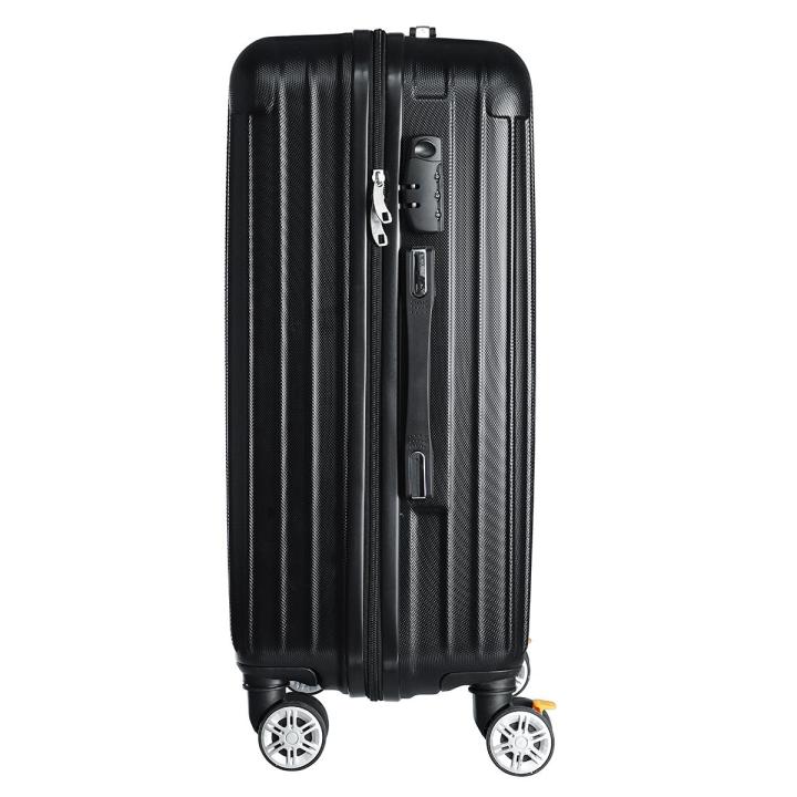 Black 20/24/28 Inch Luggage Trolley Case Travel Trunk High Capacity 3 ...