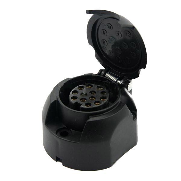 Tirol 13 Pin Chic Trailer Socket Black Plastic 13 Pole 12V Tow Bar ...