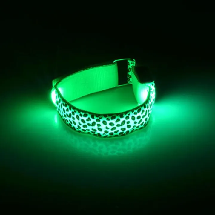 Leopard Hand Strap Wristband LED Reflective Light Shine Flash Glowing ...