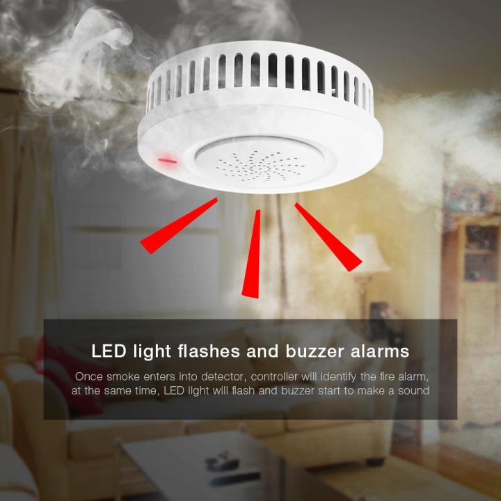 Cordless Photoelectric Smoke Detector Fire Alarm Sensor for Indoor Home ...