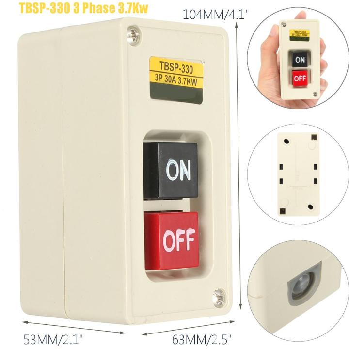 TBSP-330 3 Best Phase 3.7Kw 30A Tools DIY Power Push Button Switch ...
