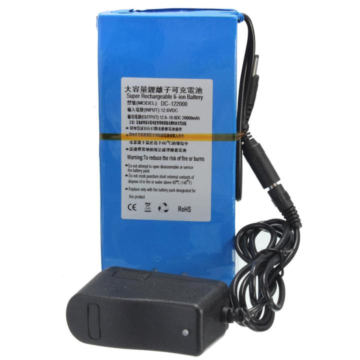 DC 12V 20000mAh Li-ion Super Rechargeable Battery Pack + AC Charger W ...