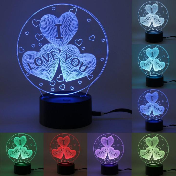 I LOVE New YOU 3D Night Light 7 Color Change Universal Serial Bus Touch ...
