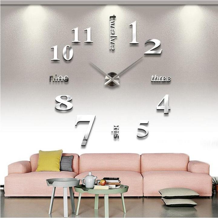 DIY Modern Analog 3D Mirror Surface Large Number Wall Clock Sticker ...