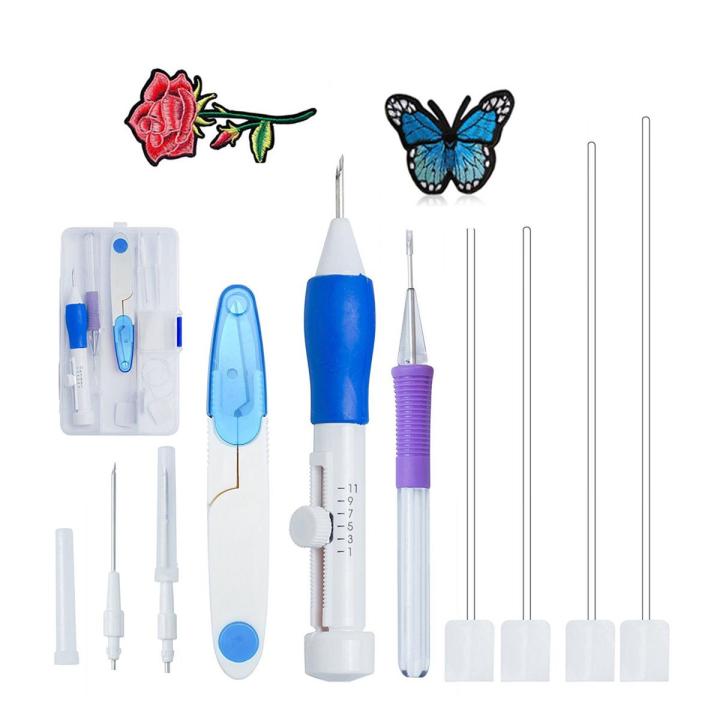 Magic Diy Trendy Embroidery Pen Set Knitting Sewing Tool Kit Punch ...