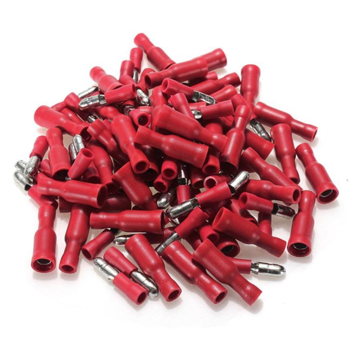 100pcs Red New 4mm Tools DIY Insulated Female&Male Connector wire Crimp ...