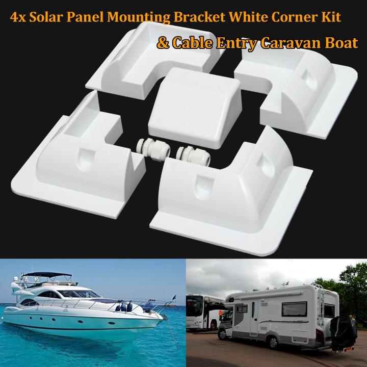 Full 4x New Solar Panel Mounting Bracket Boat Corner Kit + Cable Entry ...