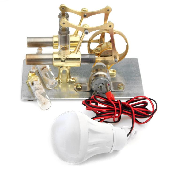 Mini Hot Air Stirling Generator Double Cylinder Motors Engine Model ...