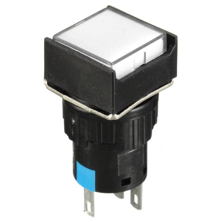 16mm 12V DC Push Button Self-Reset Switch Square LED Light Momentary ...