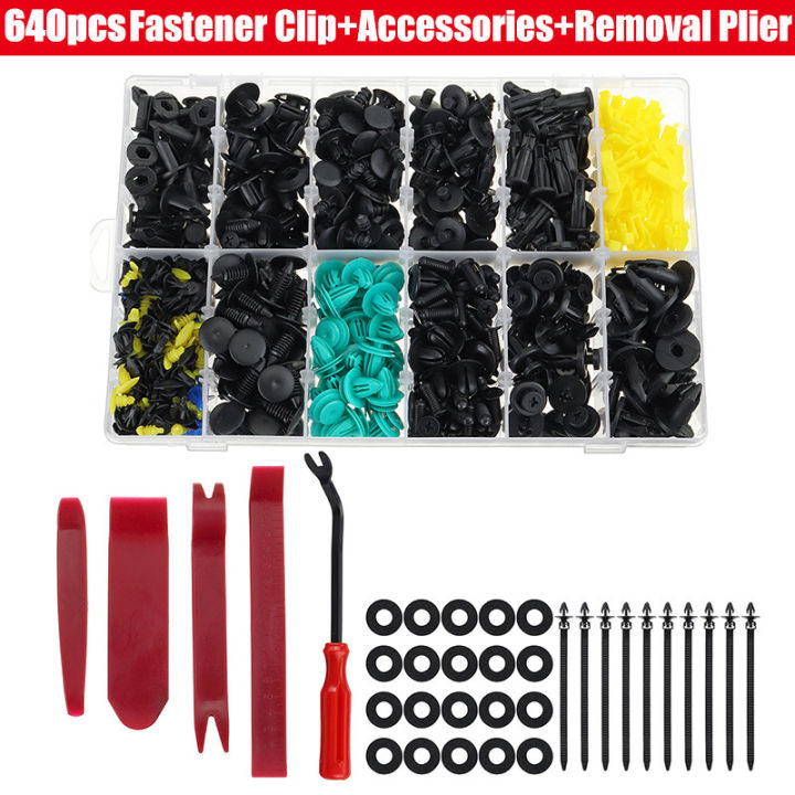(640pcs) Plastic Car Motors Rivets Splash Guard Fastener Trunk Screw ...