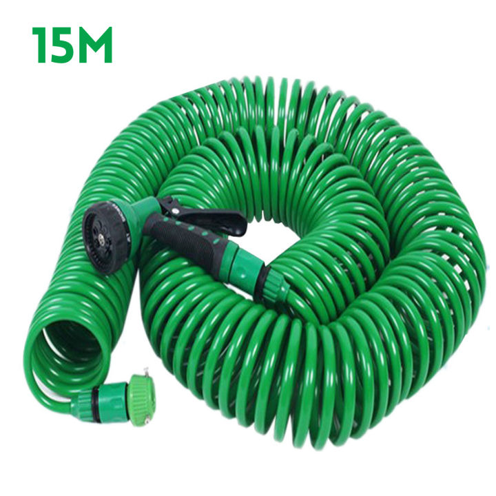 98FT 30M Retractable Coil Hose Pipe Expandable Reel Water Spray Nozzle ...