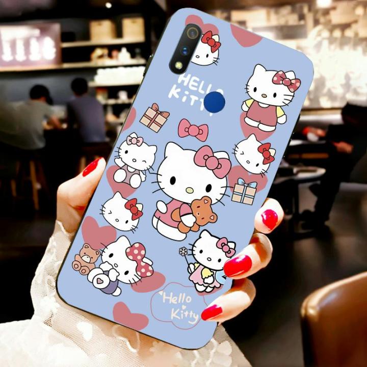 For Realme 3 Pro Back Cover Case Fashion Cute kitty Square Frame Soft ...