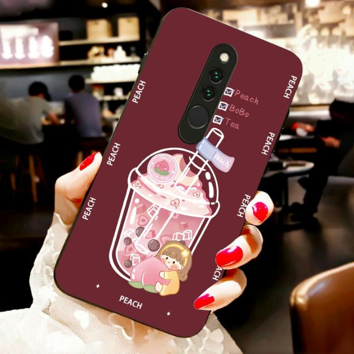 For Redmi 8 Back Cover Case Fashion Honey Peach Milk Tea Square Frame ...