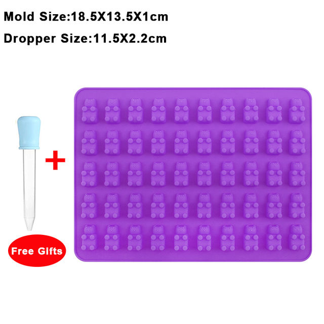 50 Grids Silicone Gummy Bear Fondant Chocolate Candy Maker Ice Tray ...