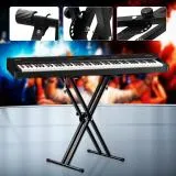 FOLDING ADJUSTABLE DOUBLE X FRAME KEYBOARD STAND WITH STRAPS MUSIC ...