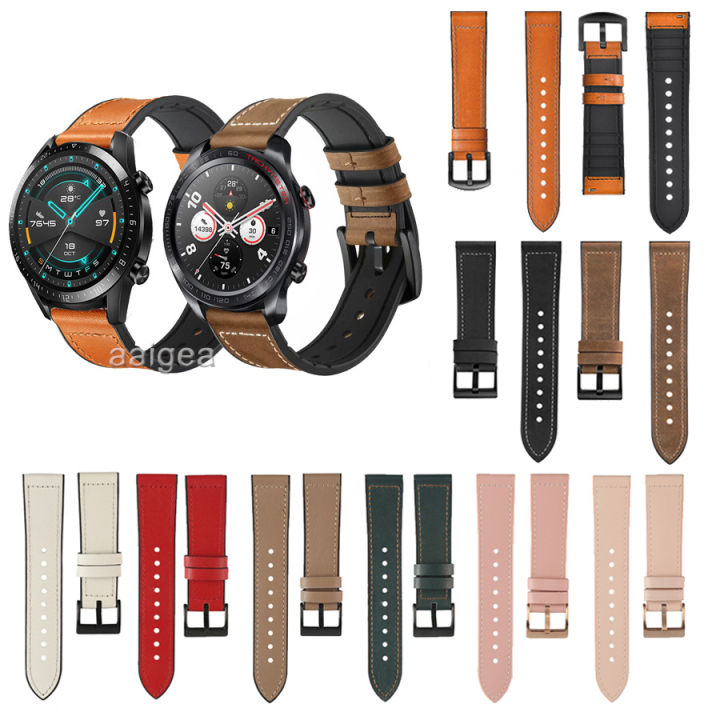 20mm 22mm Genuine Leather Silicone Band Strap for Huawei GT GT2 GT3 ...