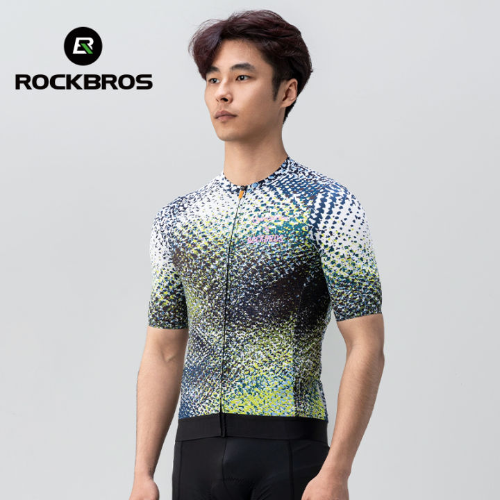 ROCKBROS Qunature Male Cycling Jersey Gradient Phantom Short Sleeve Shirt Co-Branded LOGO ...