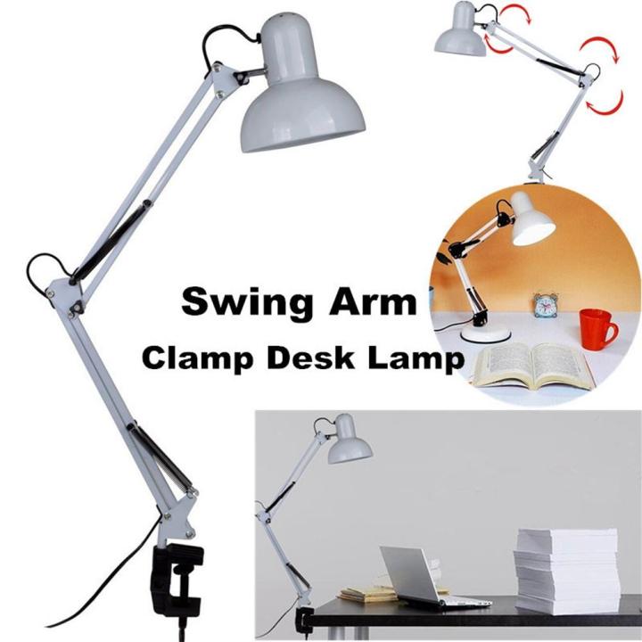 Flexible Swing Arm Clamp Mount Lamp Office Studio Home E27/E26 White ...