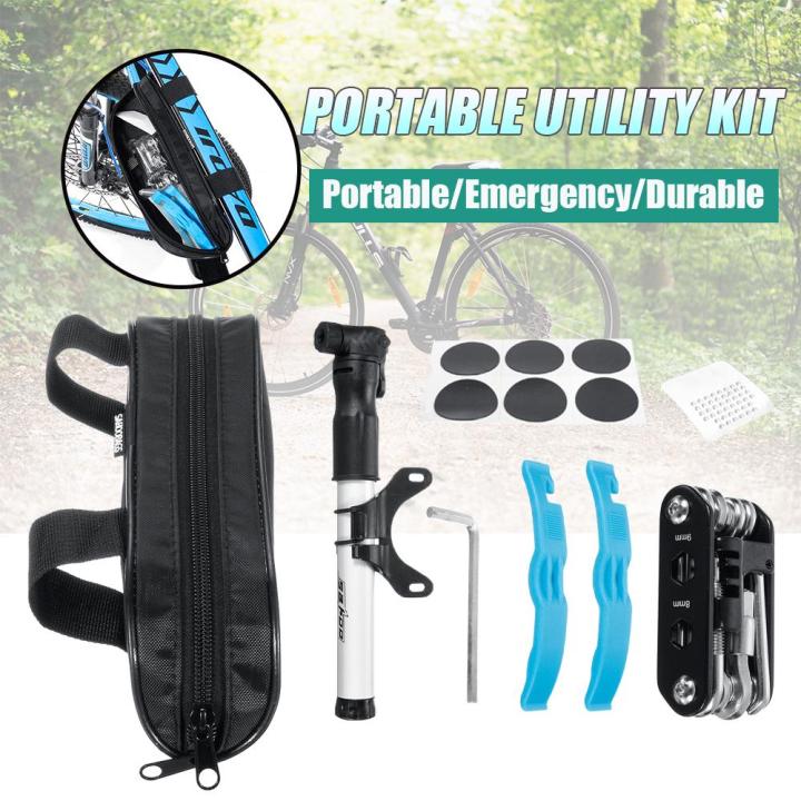 Bike Cycle HOT SELL Bicycle Frame Tool Puncture Repair Kit Inflator Maintenance Tool Set ...