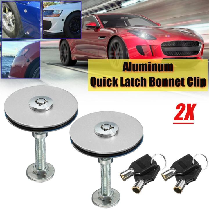 Universal Push Button Billet Hood Pins Lock Motors Clip Car Quick Latch ...