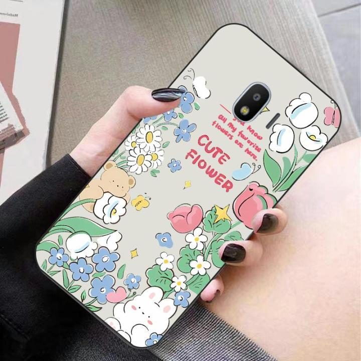 For Samsung Galaxy J4 Back Cover Case Fashion Flower rabbit Square ...