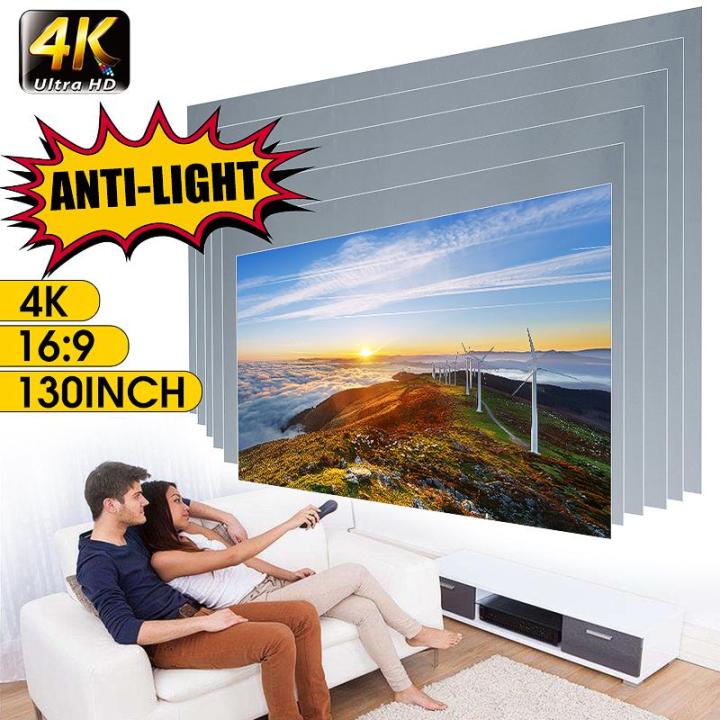 Anti-light 50/63/72/84/100/112/120/130'' Chic 16:9 Wall Projector ...