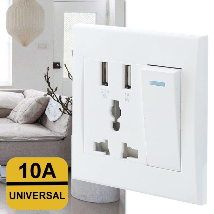 10A Dual Universal Serial Bus Plug Power Socket Wall AC Outlet ...