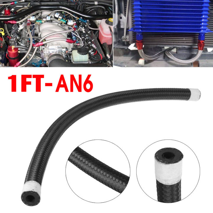 1FT AN6 Chic Car Fuel Oil Gas Hose Line Pipe Nylon Stainless Steel ...