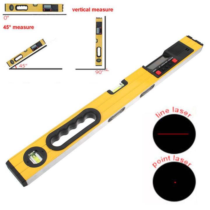 24''(600mm) Protractor New Digital Laser Spirit Level W/Magnetic Level ...