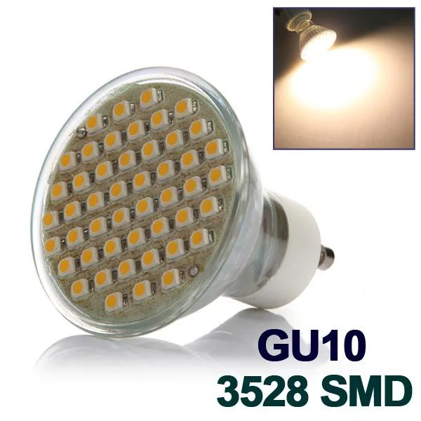 2Pcs GU10 3W Best 48 3528 Computers SMD LED Warm White 3500K Ceiling ...