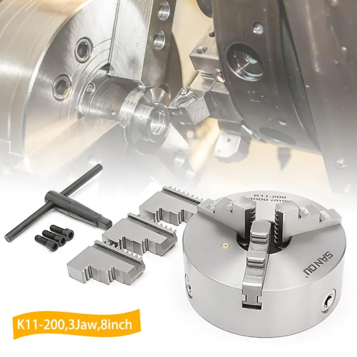 3 Jaw 200mm Scroll Lathe Metal Chuck Self Centering Hardened K11-200 ...