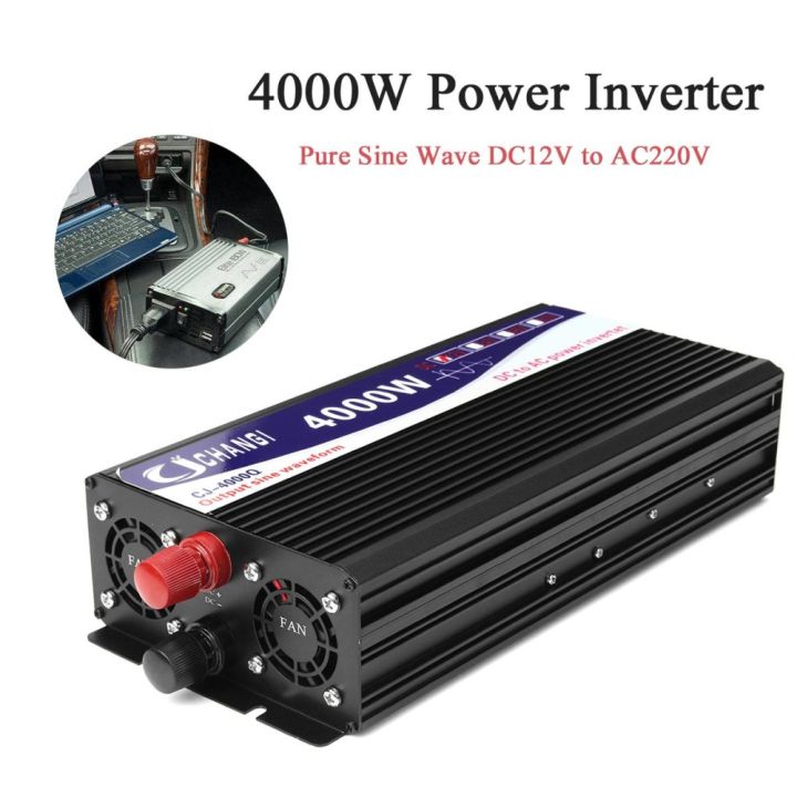 4000W Car New Vehicle Power Inverter Pure Sine Wave 12V to 220V AC ...