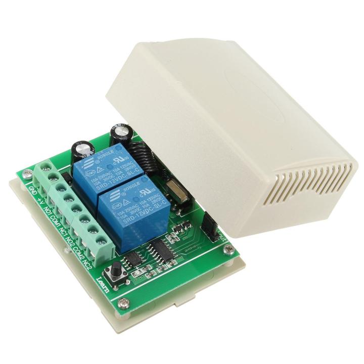 433MHz 12V 10A Tools DIY 2 Channel Receiver RF Relay Remote Control ...