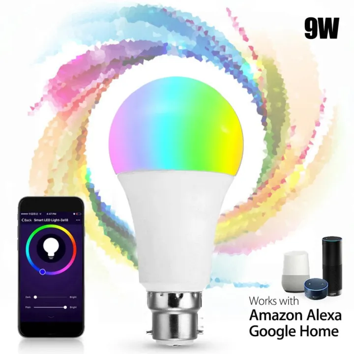 9W B22 HOT SELL New RC Smart Bulb Lamp Light RGB+CW For Echo Alexa ...