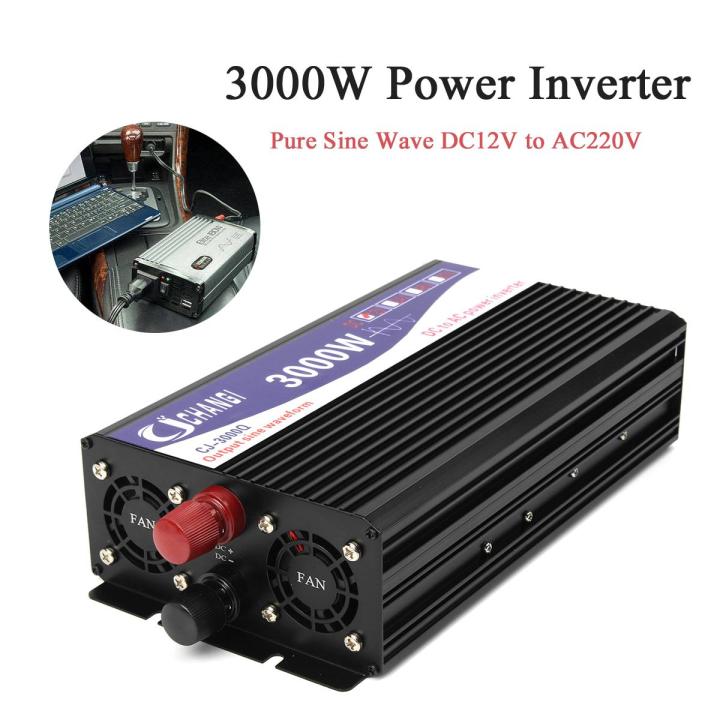 Car 3000W Power Inverter LED Display 12V to 220V AC Pure Sine Wave ...