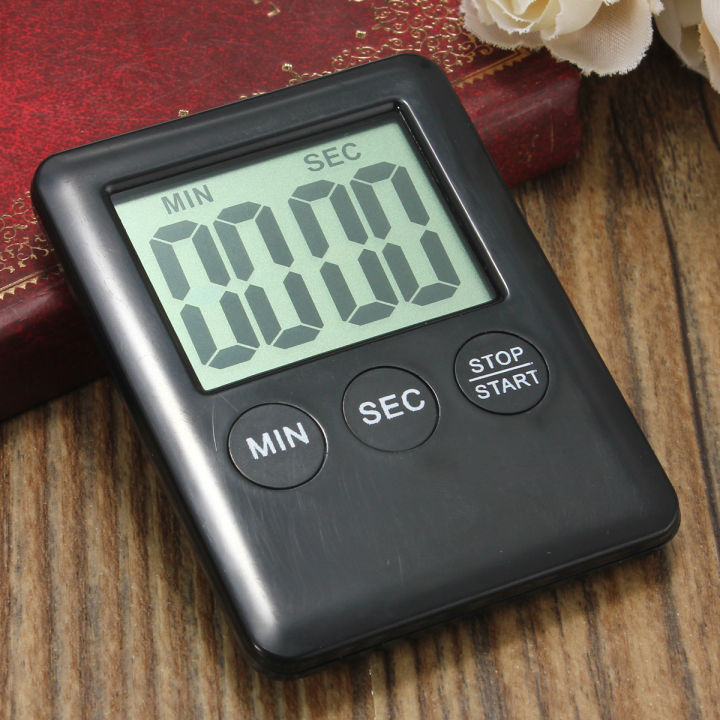 Large LCD Digital Kitchen Cooking Timer Count-Down Up Clock Loud Alarm Magnetic Black - black ...