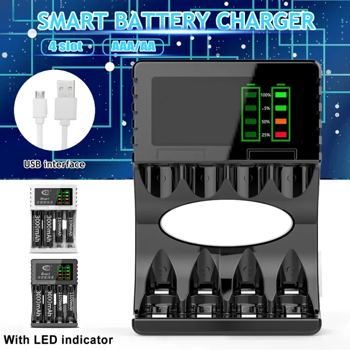 4 Tools DIY Slots USB Rechargeable Battery Charger - Self-stop Charging ...