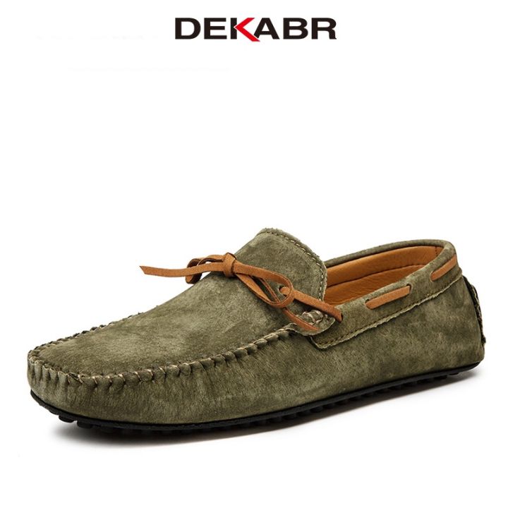 DEKABR Casual Men Genuine Hide Shoes Summer Breathable Green Men's ...
