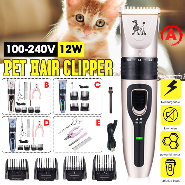 Cordless Pet Dog Cat Grooming Clipper Kit Thick Fur Hair Trimmer ...