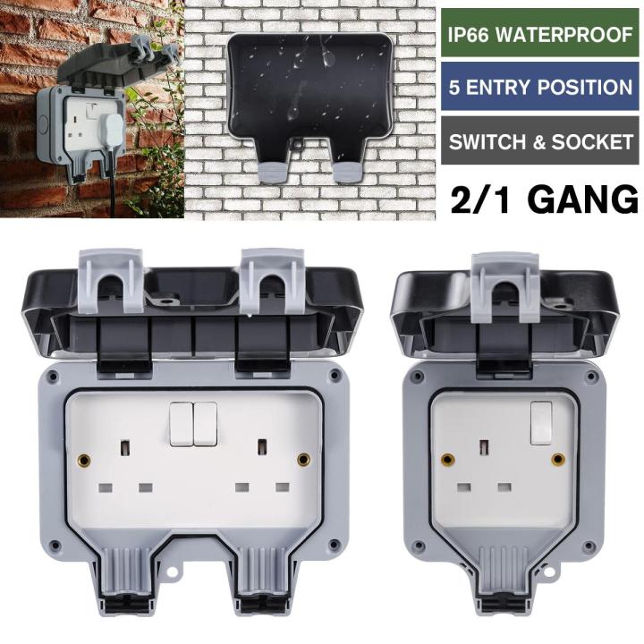 Outdoor Plug Socket Box Waterproof Electrical Switched 13A Storm Single ...