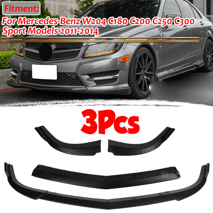 3PCS Matte Black Front Bumper Lip Spoiler Splitter For Benz W204 C ...