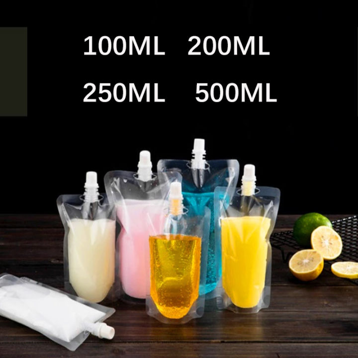 10pcs 100ml 500ml Transparent Stand up Beverage Bags Plastic Spout ...