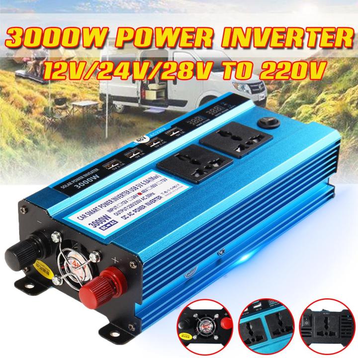 3000W 48V Car Solar Power Motors Inverter 12/24/48V To AC 220V Sine ...
