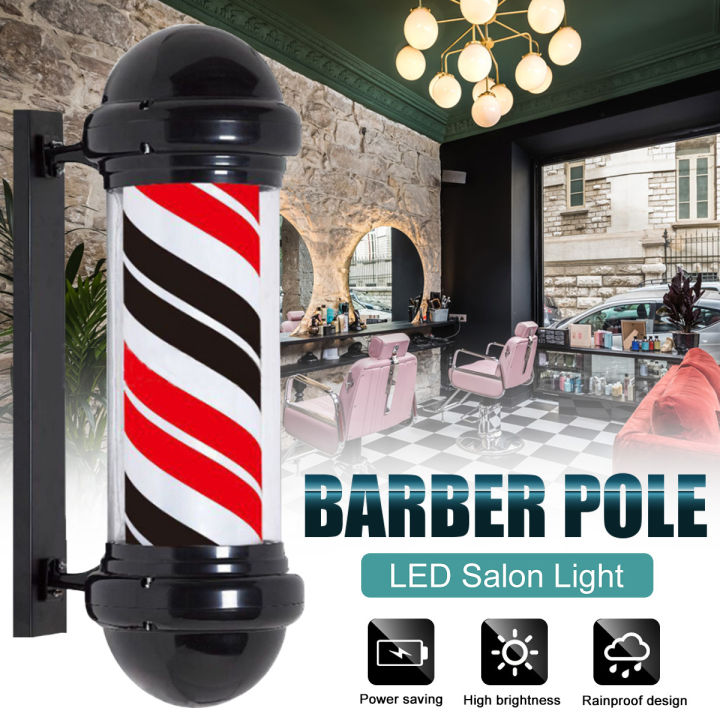 60cm Salon LED Light Large Barber Pole Hair Red White Black Stripes ...