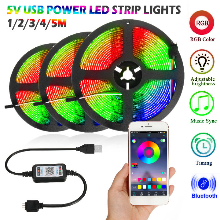 5/4/3/2/1M Furniture 5V USB Power LED Strip Lights Waterproof 5050 SMD ...