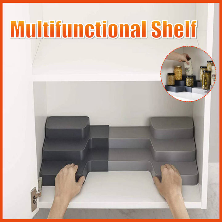 Multifunctional 3 Layers Plastic Storage Rack Spice Step Shelf Cabinet ...