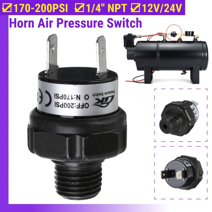170-200 PSI Car Horn Air Motors Pressure Switch Tank Mount Thread 1/4 ...